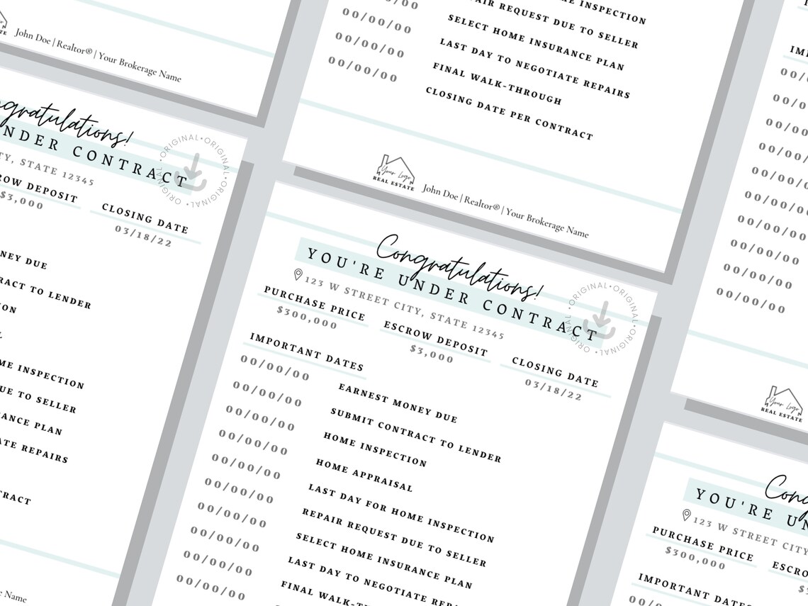 Under Contract Timeline Template (real Estate) - Editable - Etsy