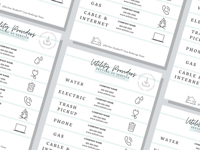 Utility Providers Template (real Estate) - Editable - Etsy