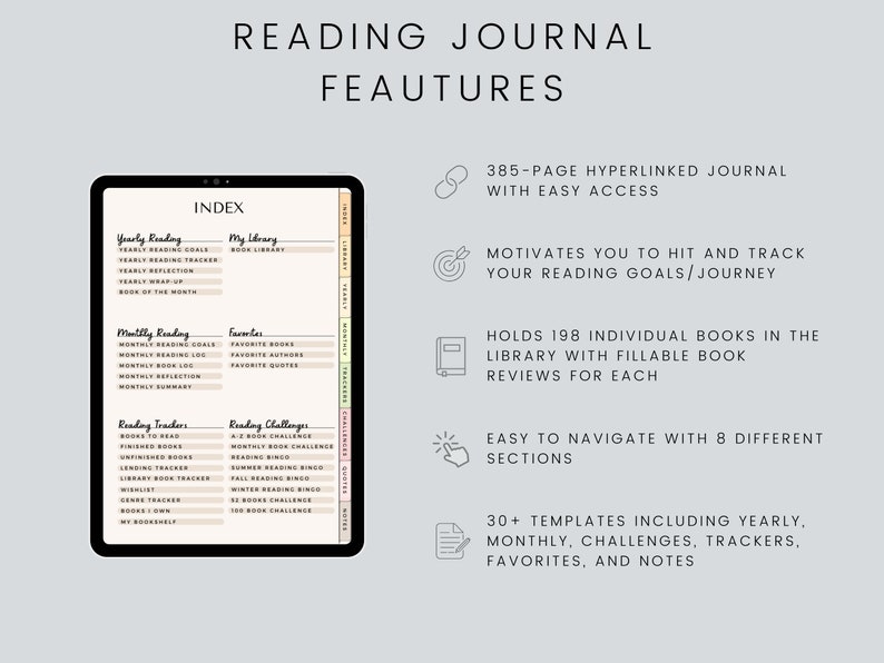 Digital Reading Journal | Hyperlinked |reusable Reading Planner for ...