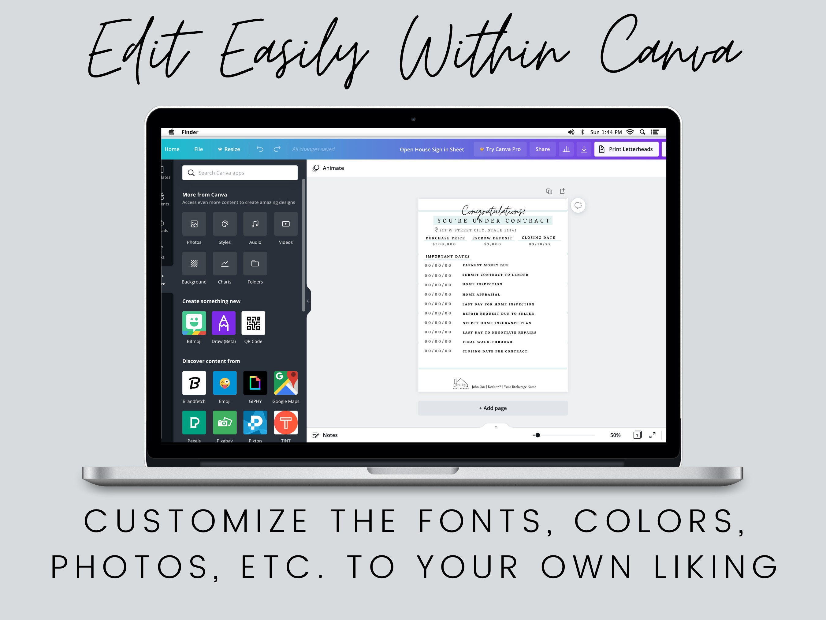 Under Contract Timeline Template (real Estate) - Editable - Etsy