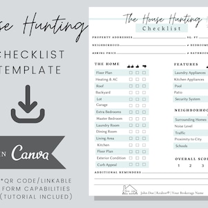 Real Estate House Hunting Checklist Template - Editable - Etsy