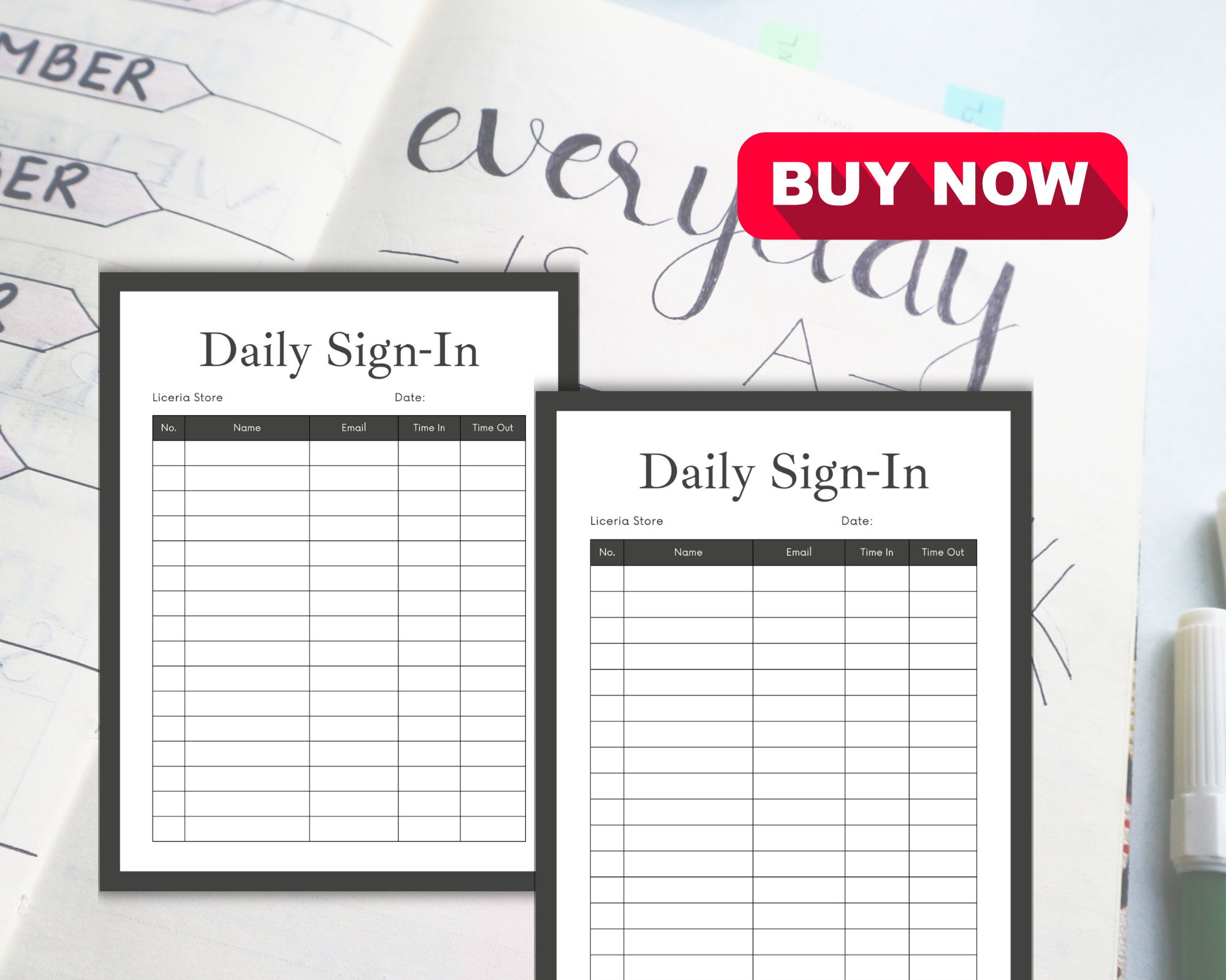Printable Daily Sign in Sheet for Efficient Record Keeping - Instant ...