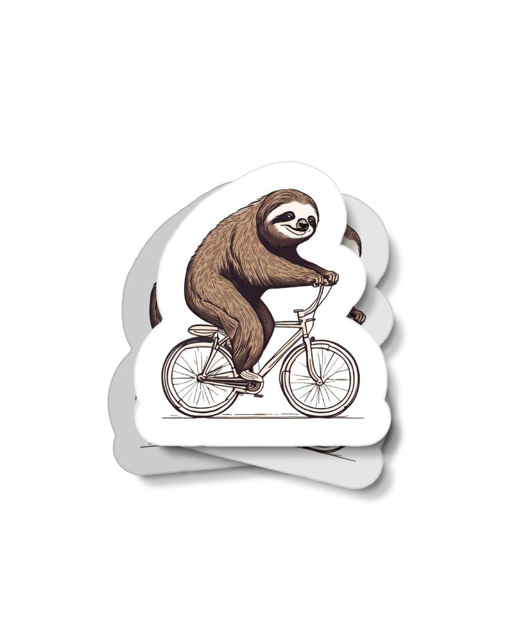 Sloth on Bicycle Sticker, Whimsical Cycling Decal, Animal Bike Lover ...