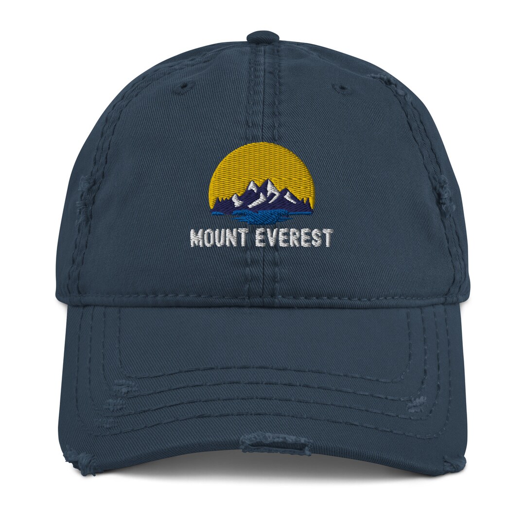 Mount Everest Distressed Hat Fun Hiking Embriodered Distressed Dad Cap ...
