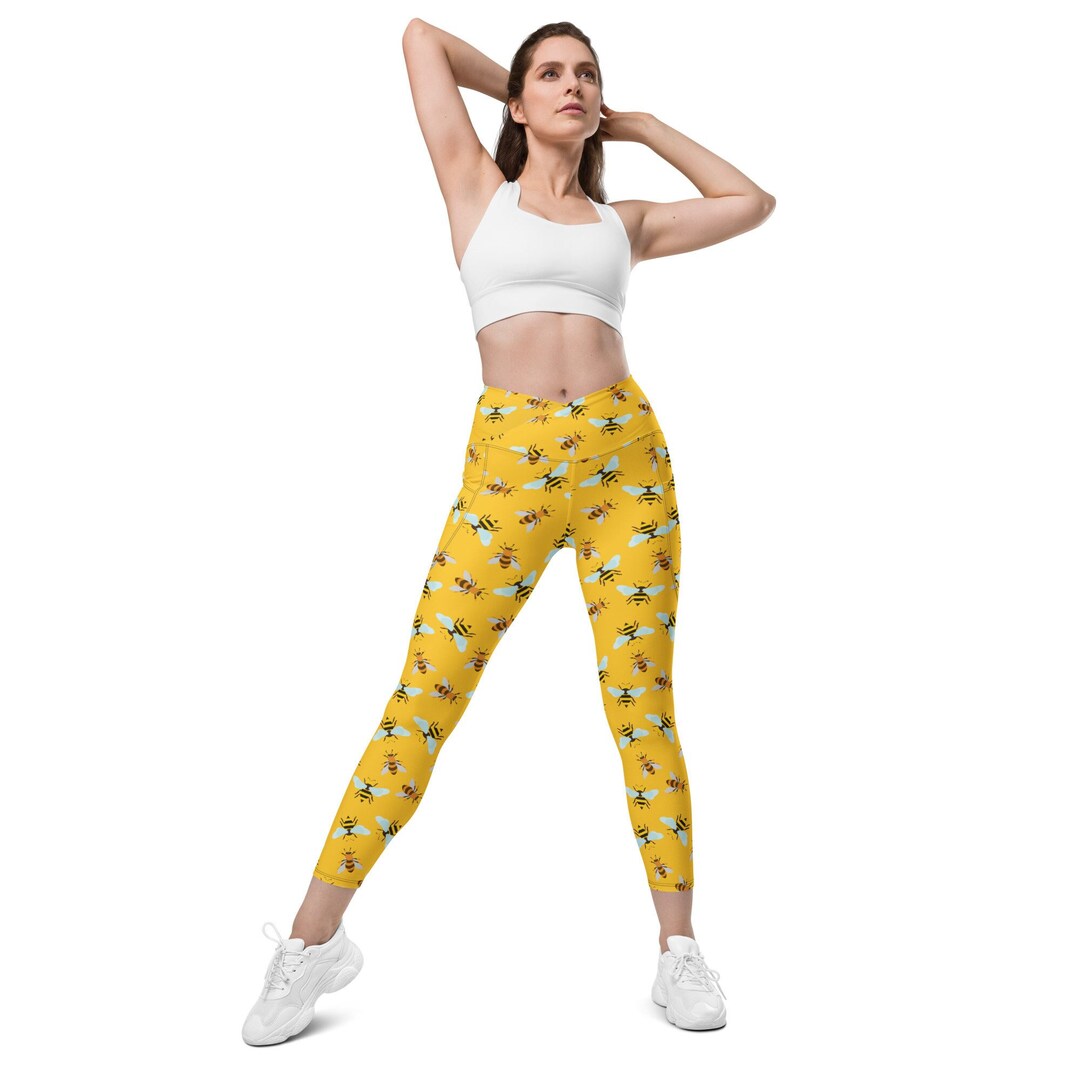 Bee Crossover Waist Leggings With Pockets - Etsy