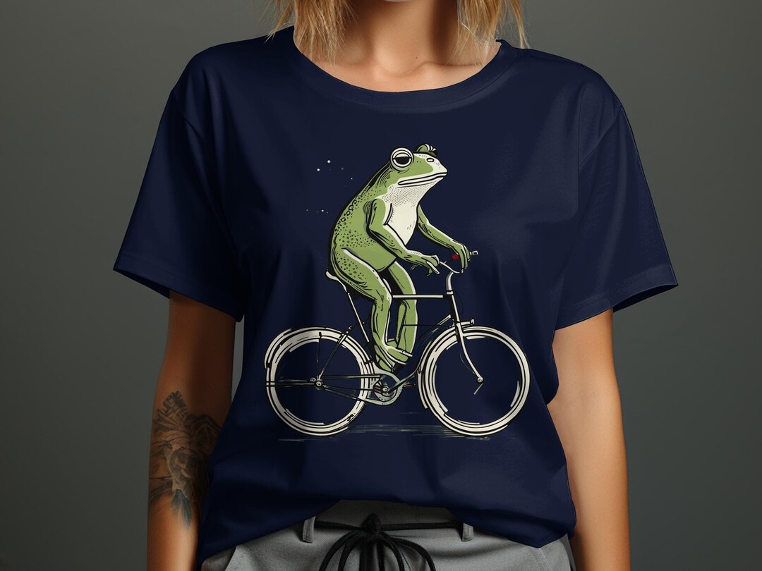 Frog Riding Bicycle (2) T-shirt, Bicycle and Frog, Bicycle Lover Gift ...