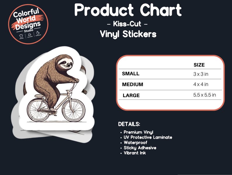 Sloth on Bicycle Sticker, Whimsical Cycling Decal, Animal Bike Lover ...