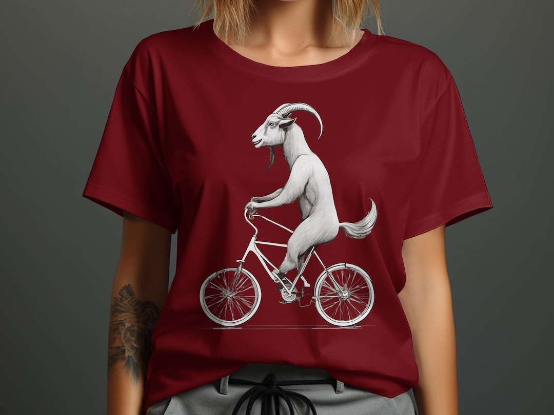 Goat on a Bicycle T-shirt, Cycling Shirt, Retro Shirt, Gift for Cyclist ...