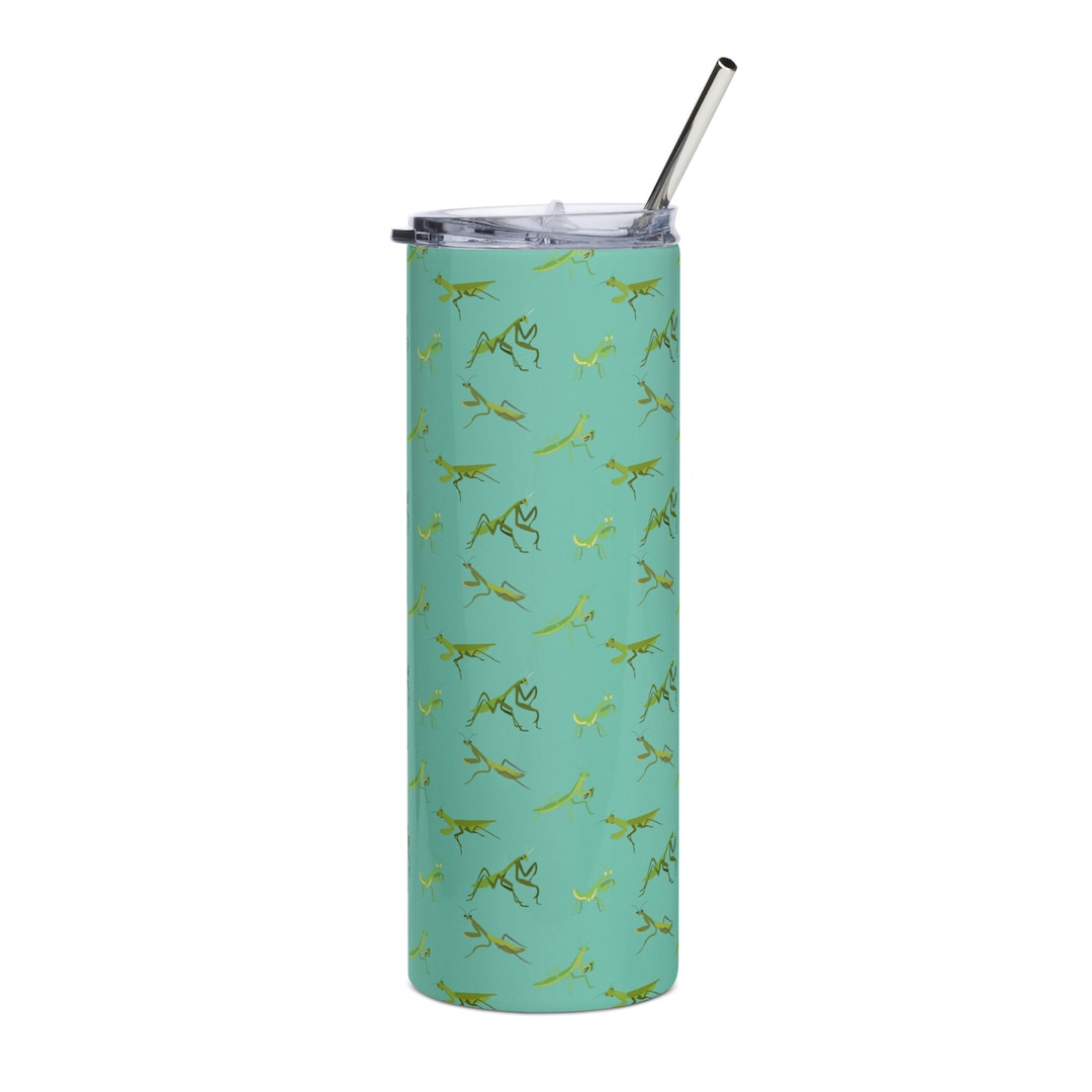 Praying Mantis Stainless Steel Tumbler: 20 Oz Cup With Lid & Straw - Etsy