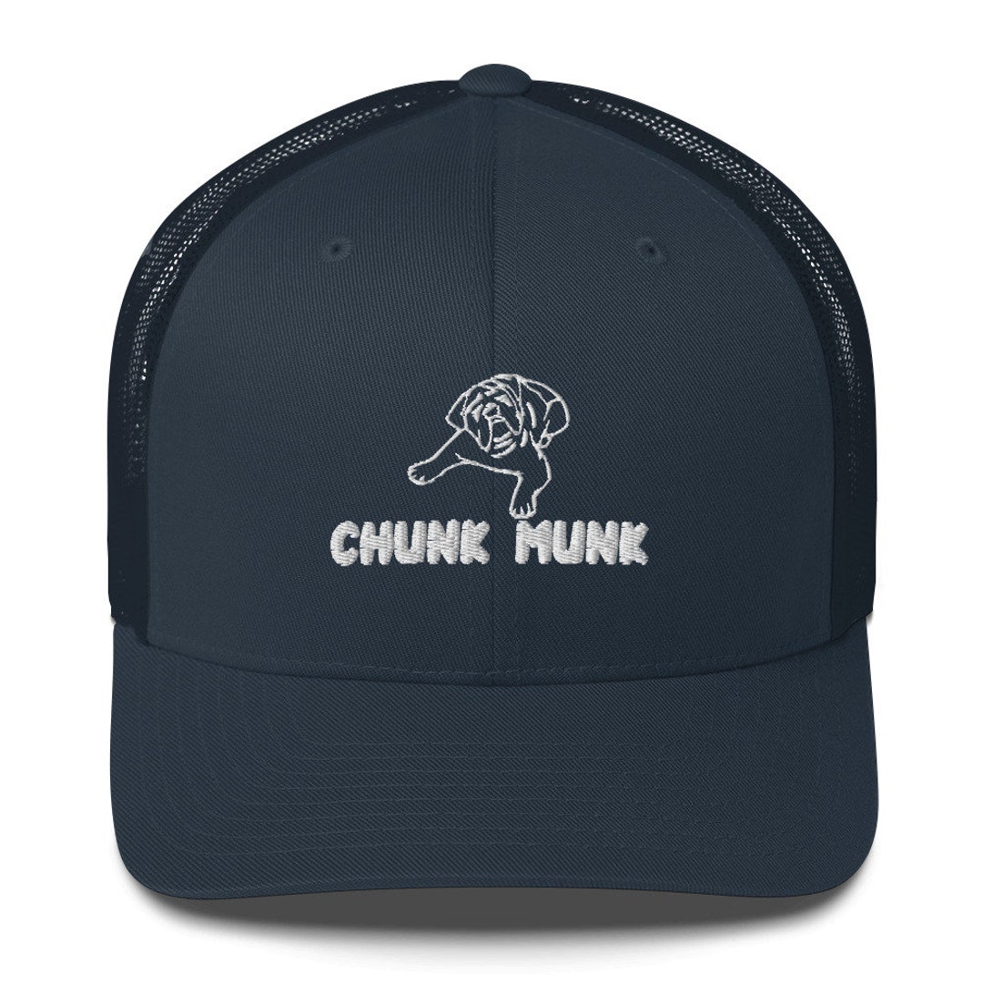Chunk Munk English Bulldog Dark Trucker Hat | Fun Bulldog Embriodered ...