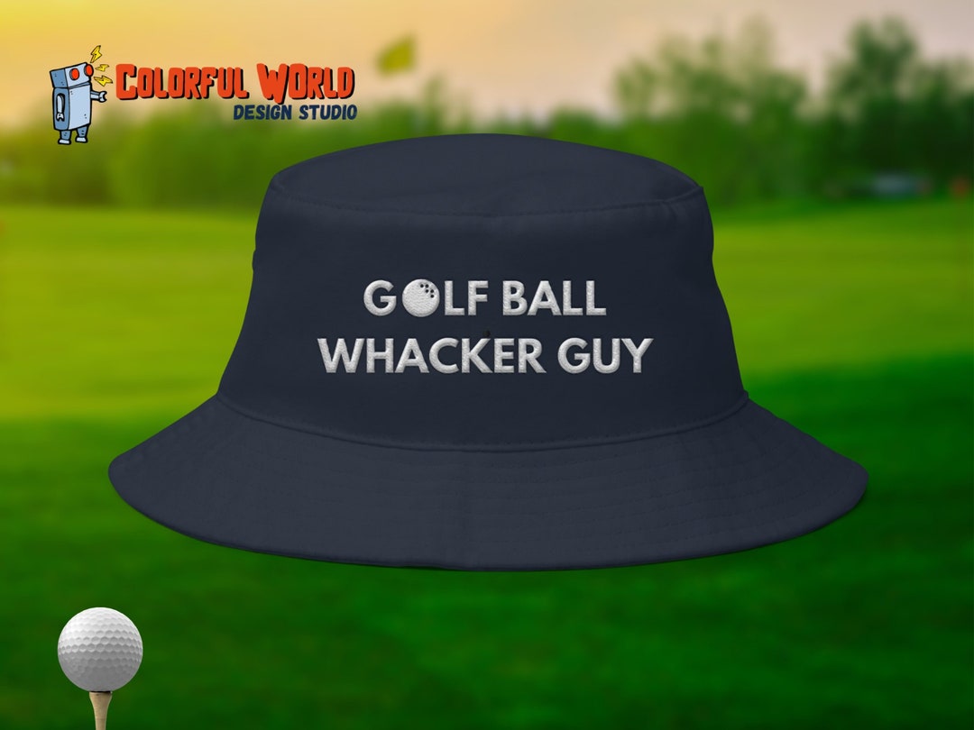 Golf Ball Whacker Guy Hat Bucket Hat | Funny Golf Embroidered Bucket ...