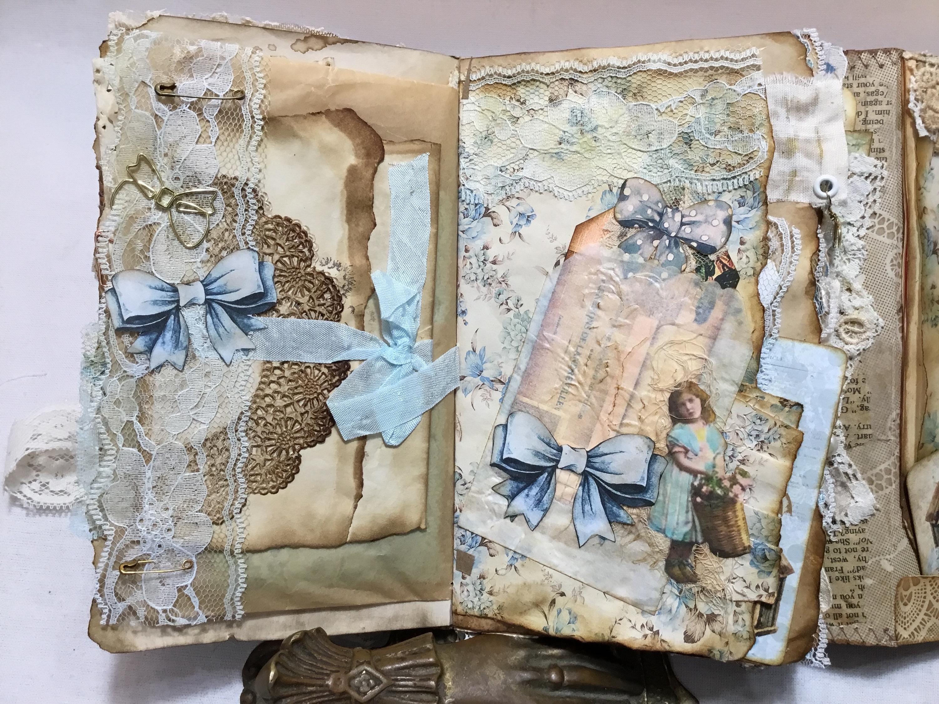 Beautiful Blue Book, Junk Journal. Unique Vintage Style Junk Journal ...