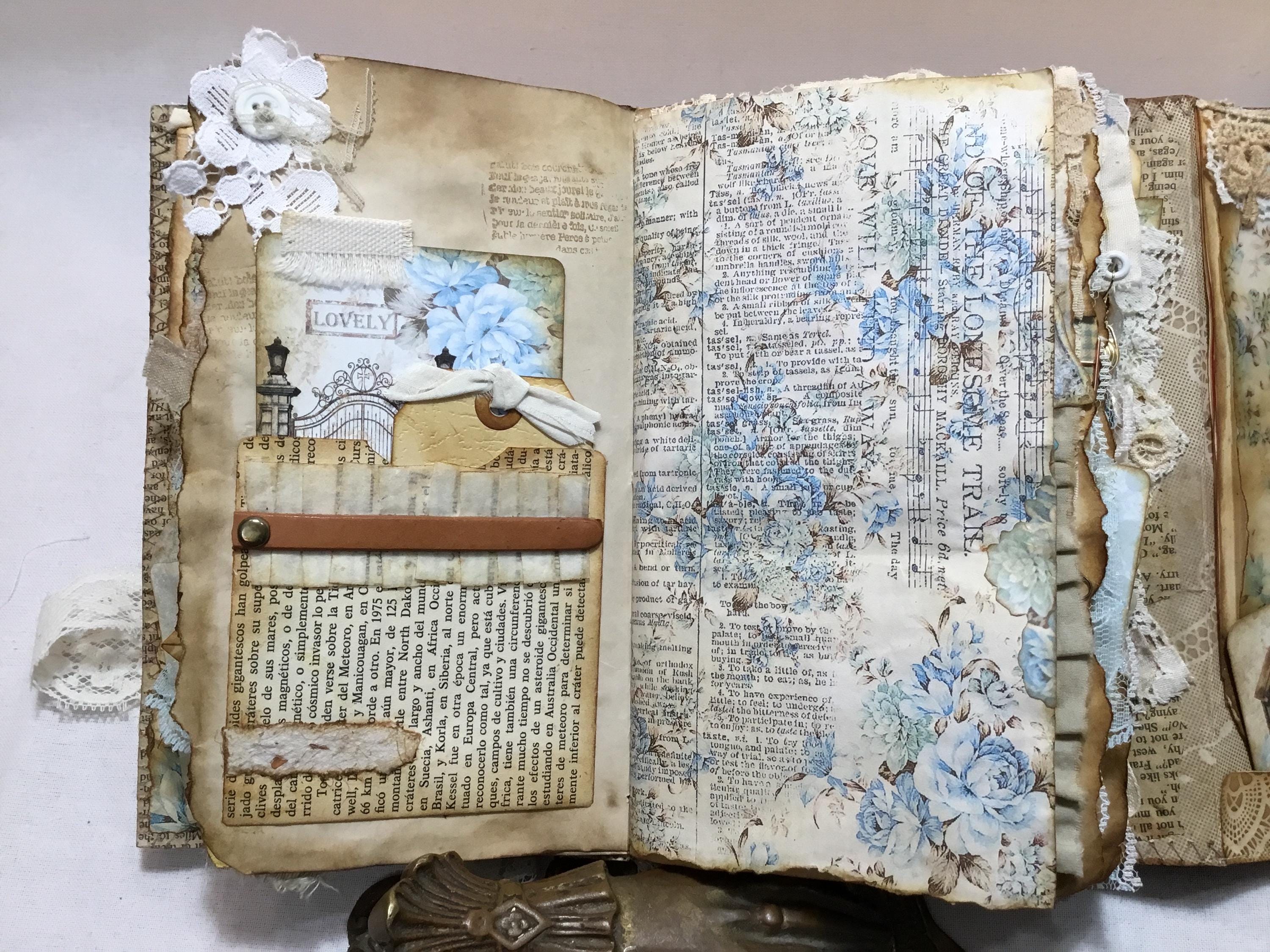 Beautiful Blue Book, Junk Journal. Unique Vintage Style Junk Journal ...