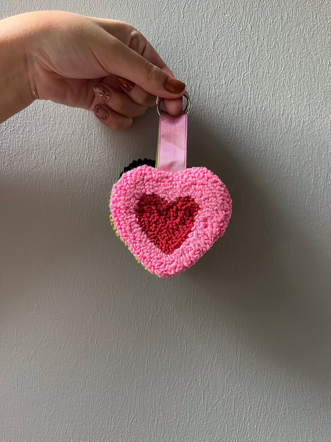 Handmade Keychain Punch Needle Keychain Tufted Keyring Cute - Etsy