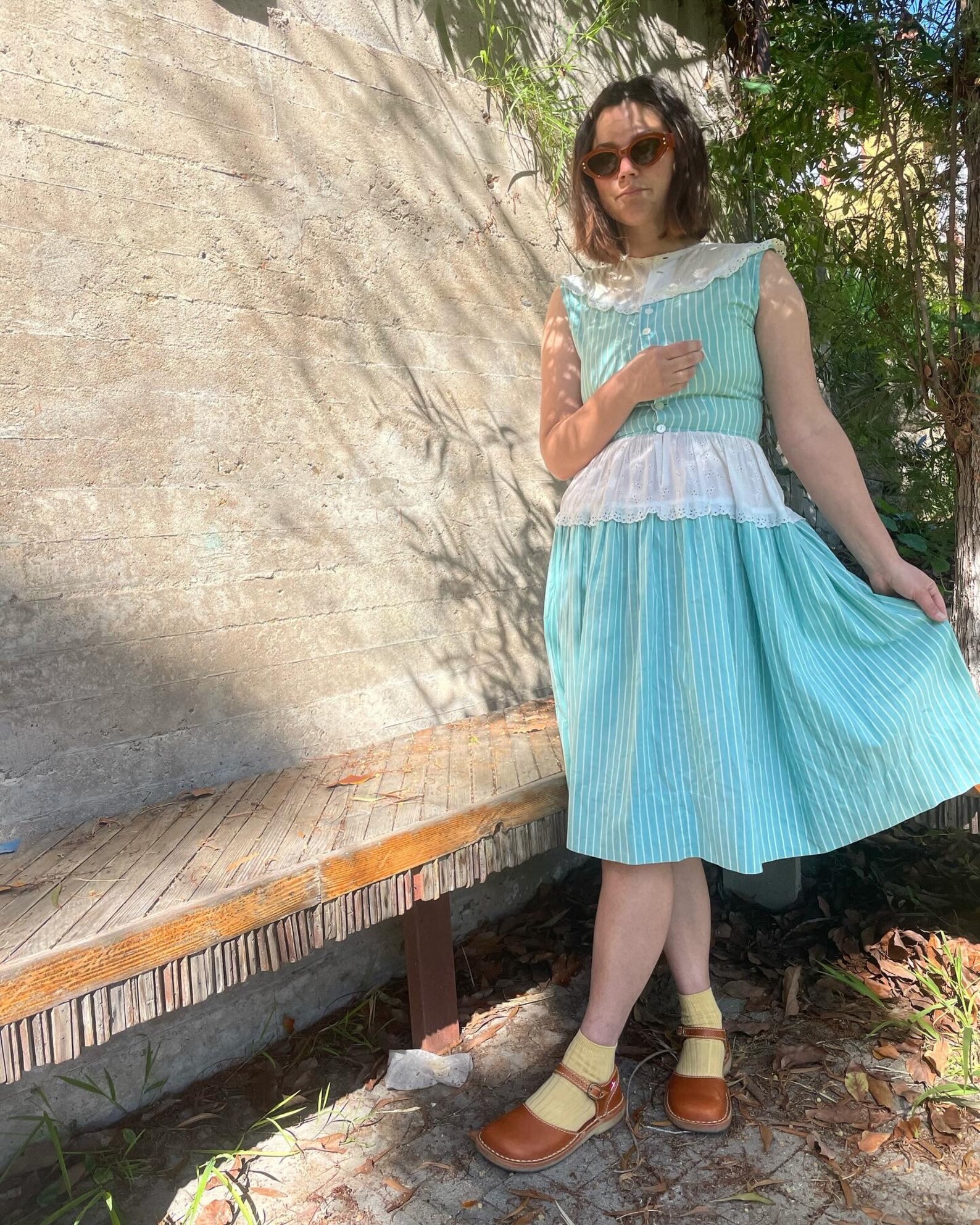 1930s 1940s Vintage Cotton Striped and Eyelet Lace Sundress - Etsy