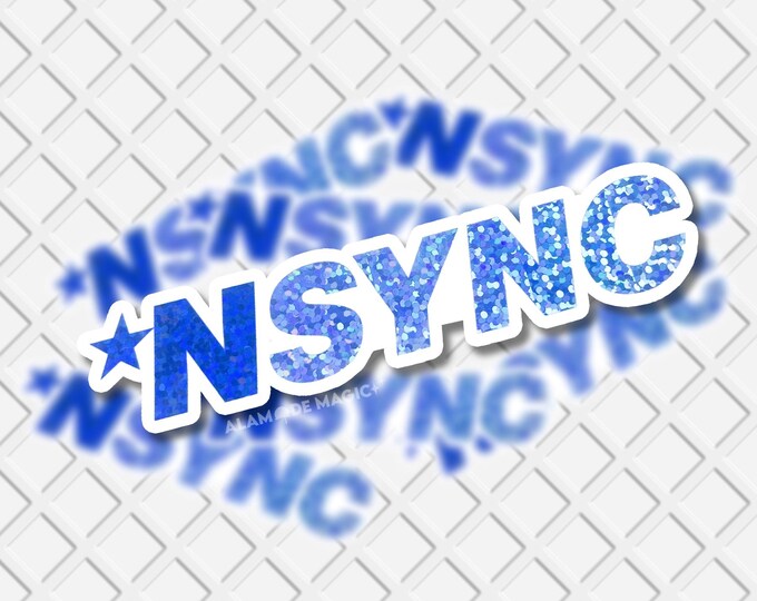 NSYNC Logo Glitter Sticker - 90's Boyband Waterproof Vinyl 4" X 1 ...