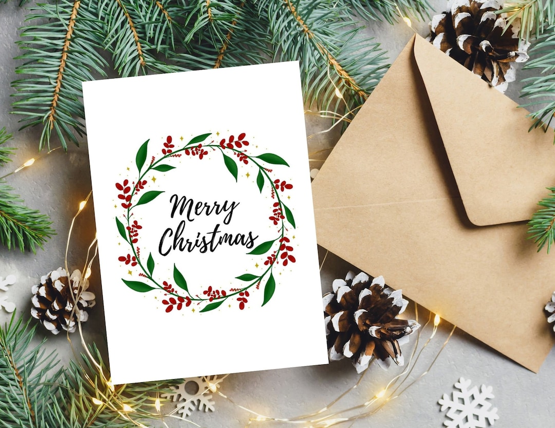 Printable Merry Christmas 5x7 Card, PDF Digital Download, Christmas ...