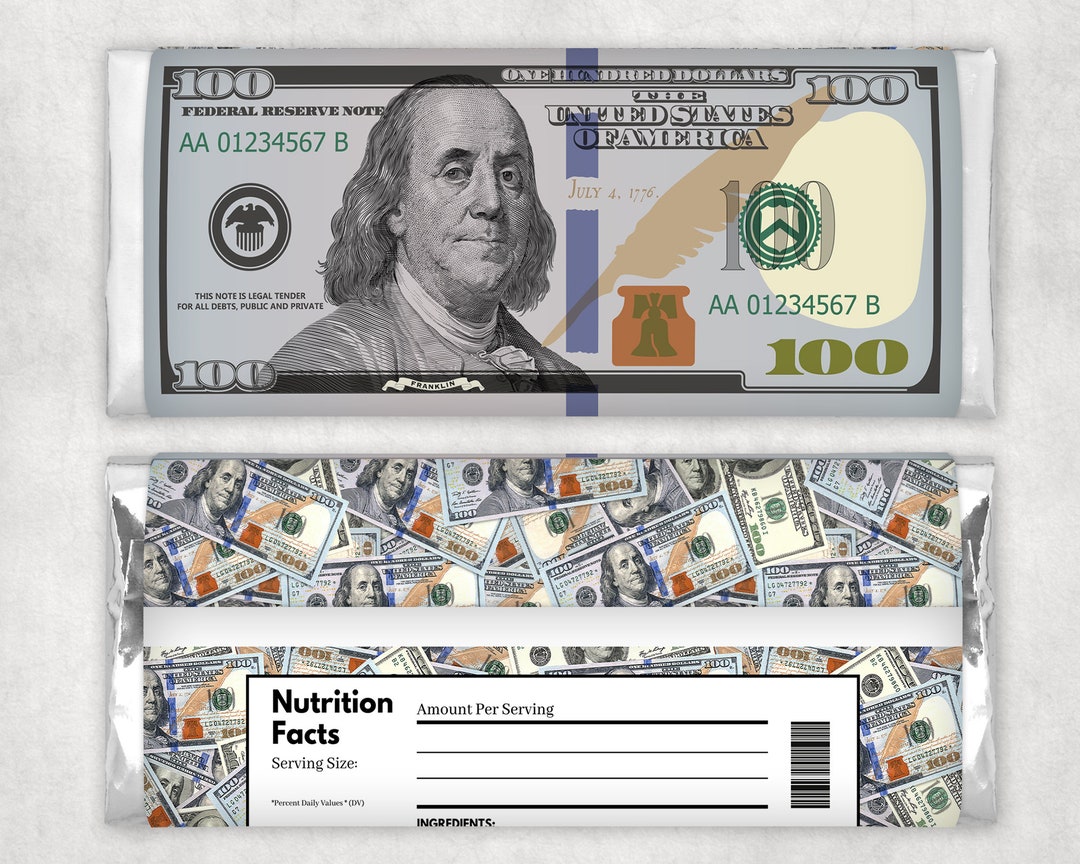 Chocolate Bar Wrapper- Money Design - Etsy
