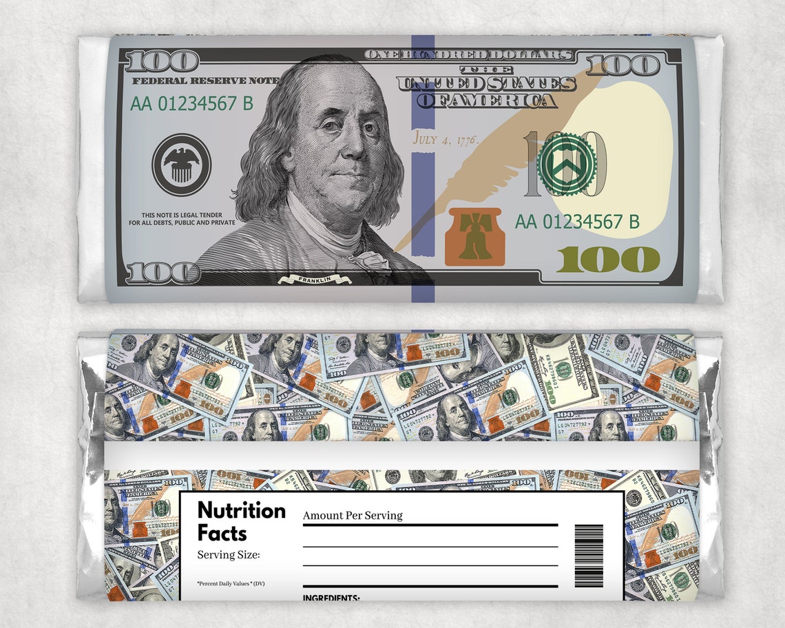 Chocolate Bar Wrapper- Money Design - Etsy