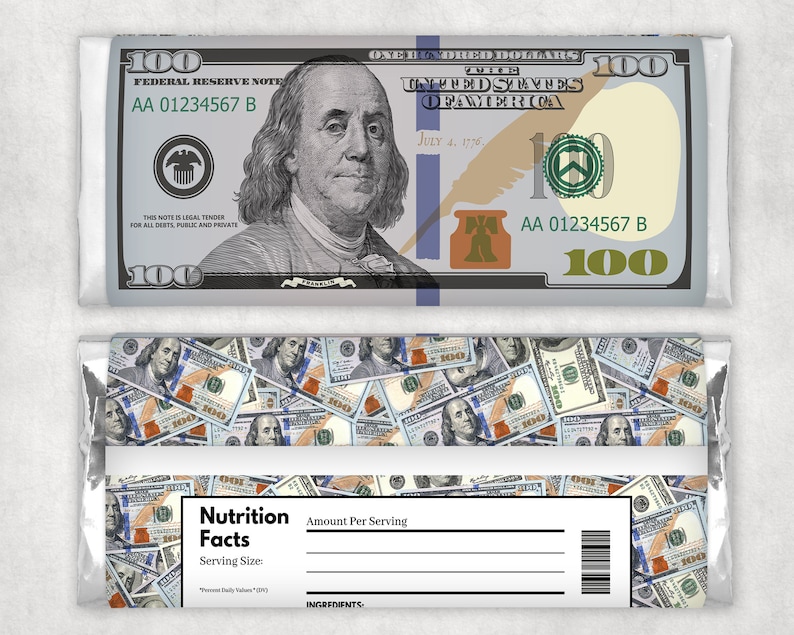 Chocolate Bar Wrapper- Money Design - Etsy