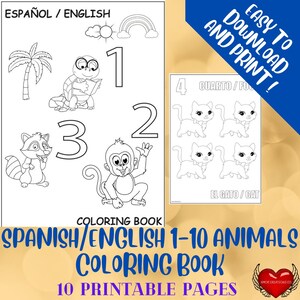 Spanish / English 1 10 Coloring Book Instant Digital Download Printable ...