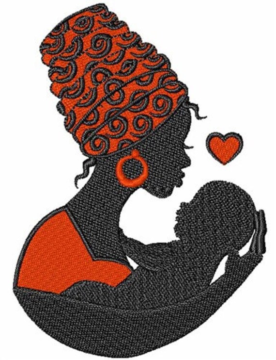 Black Woman W/ Baby Embroidery Designs Digital Embroidery - Etsy Australia