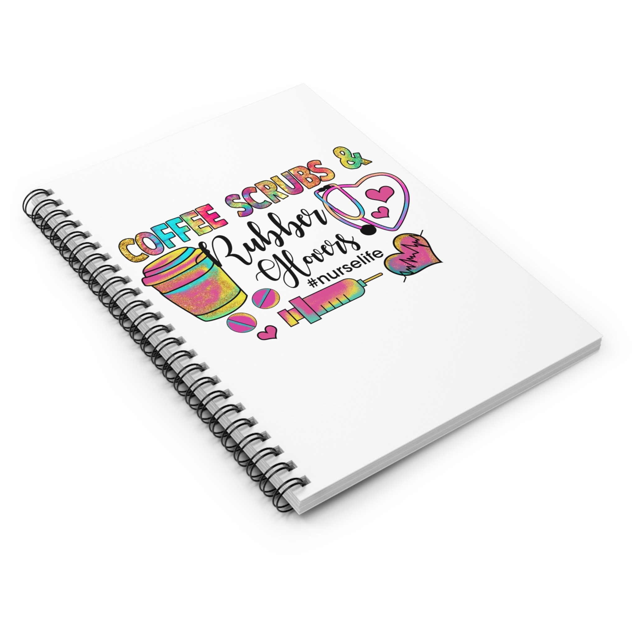 Coffee and Scrubs Nurse Spiral Notebook Ruled Line - Etsy