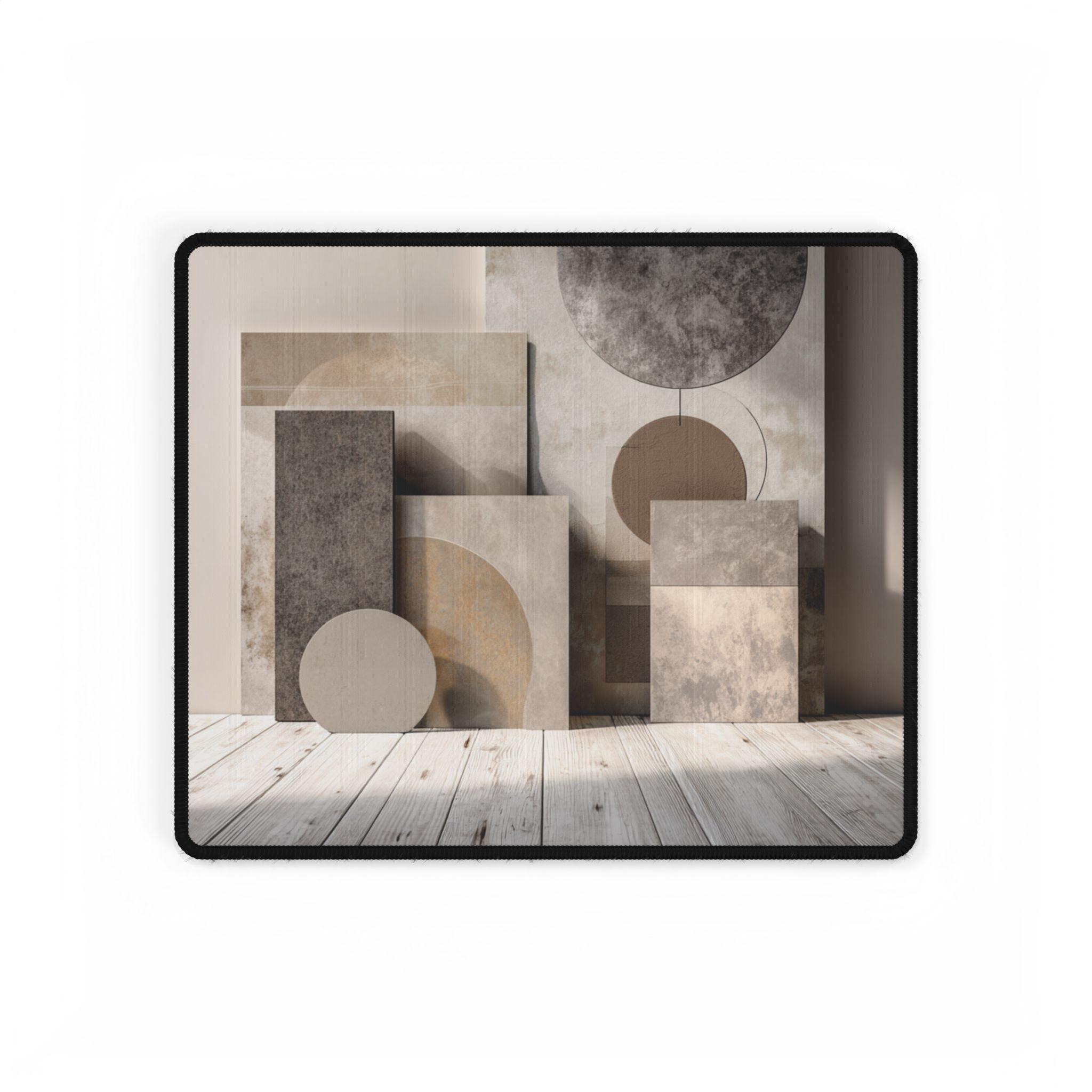 Neutral Geometric Abstract Rubber Desk Mat | Modern Minimal Desk Mat - Etsy
