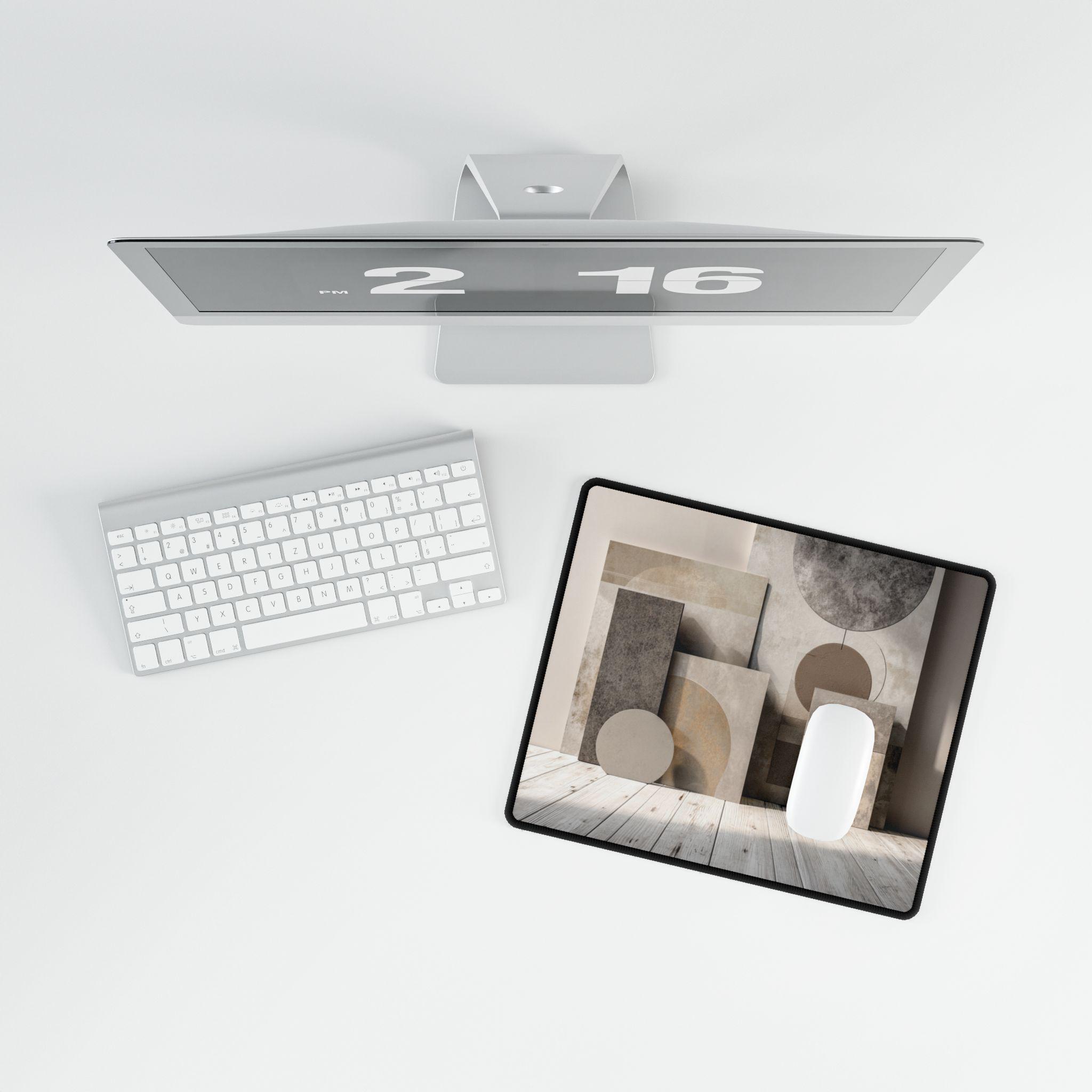 Neutral Geometric Abstract Rubber Desk Mat | Modern Minimal Desk Mat - Etsy