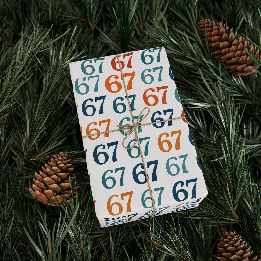 Number 67 Pattern Wrapping Paper | Six Seven Colorful Numeric Gift Wrap ...