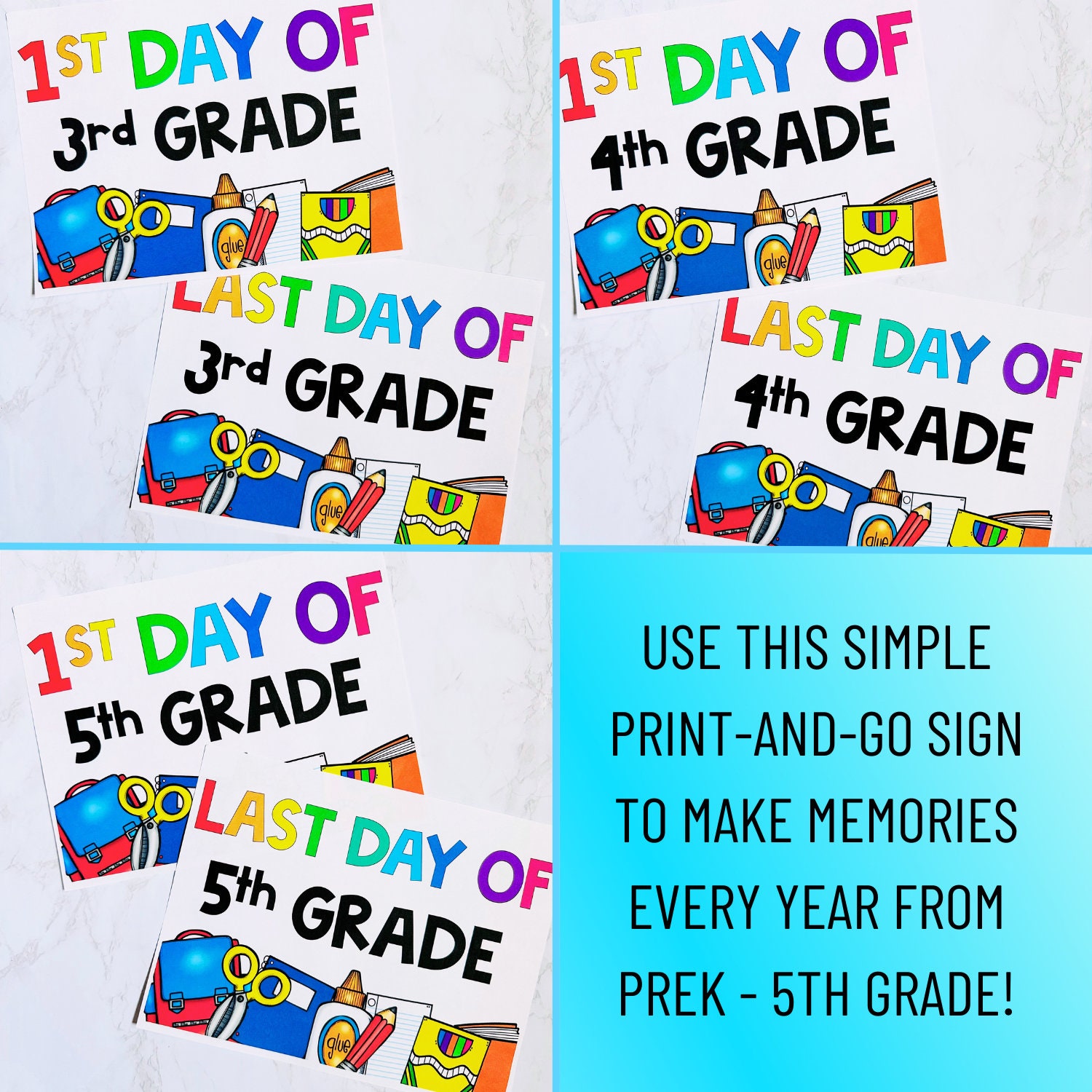 First and Last Day of School Sign Printable | Pre-k - 5th Grade (PDF ...