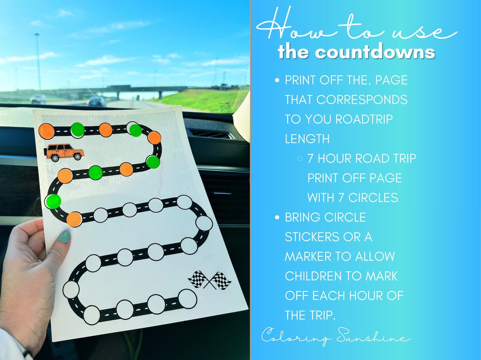 Road Trip Countdown Printable for Kids | 5-25 Hour Tracker (digital ...