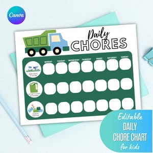 Chore Chart for Kids With Pictures | Printable Chore List for Toddlers ...