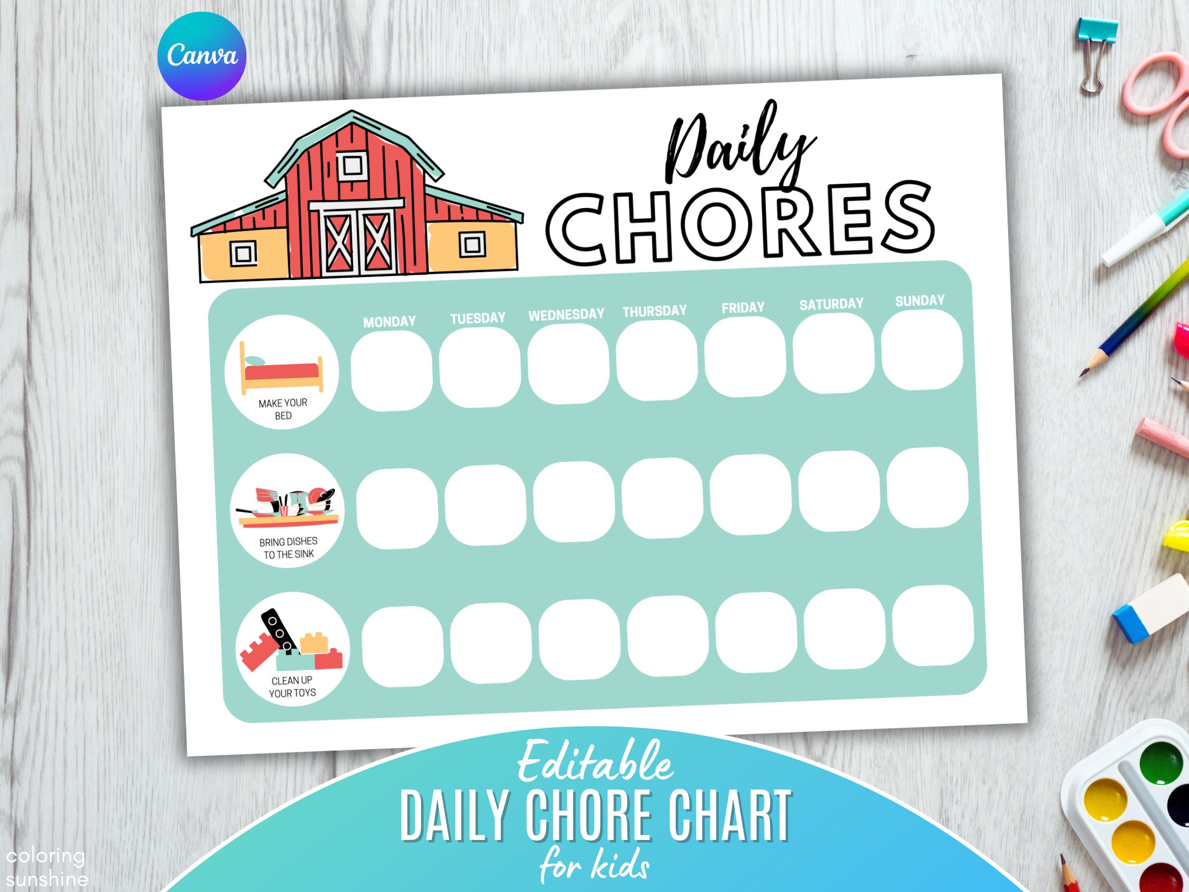 Chore Chart for Kids | Printable Chore List for Toddlers With Pictures ...
