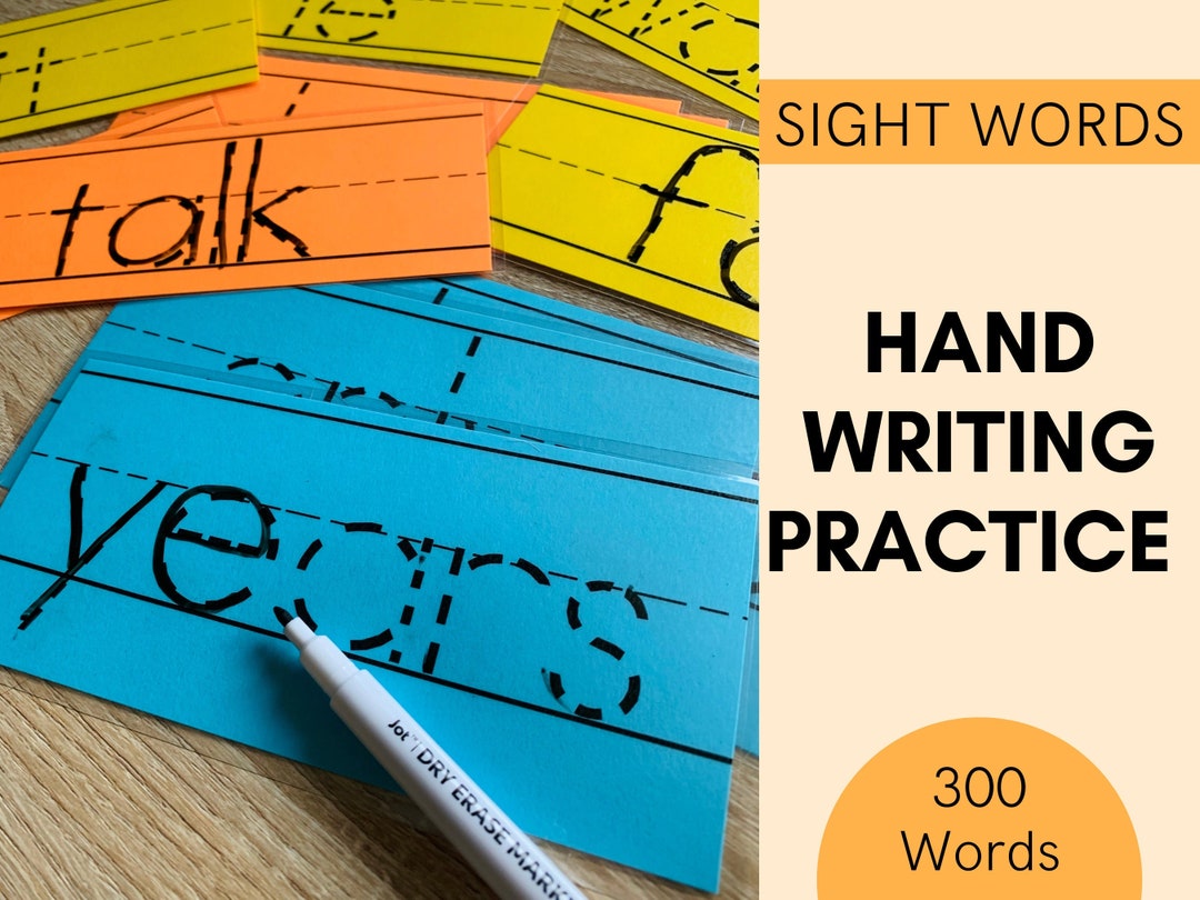 Handwriting Practice for Kids Sight Words Flash Cards - Etsy