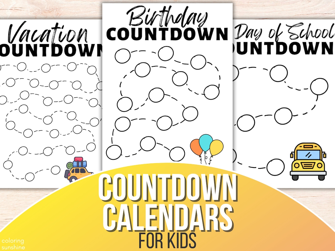 Countdown Calendars for Kids | Holidays and Events Countdown Bundle ...