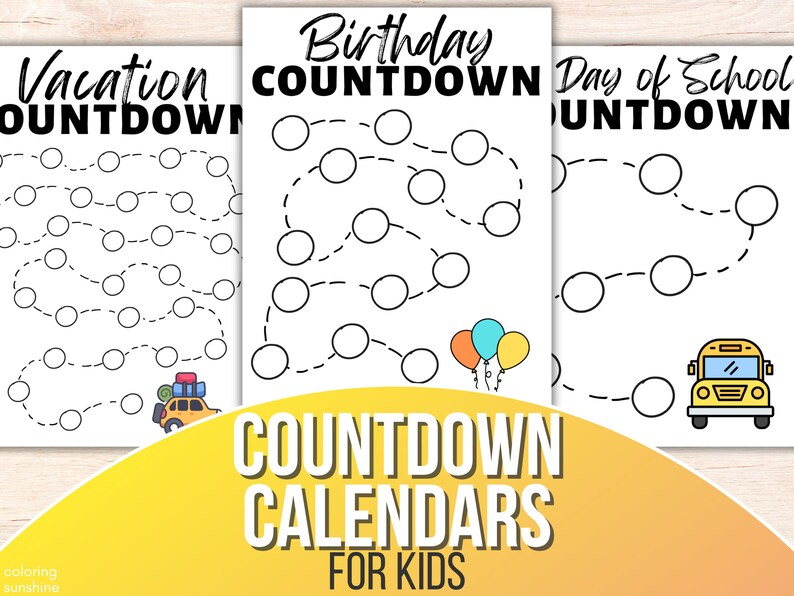 Countdown Calendars for Kids | Holidays and Events Countdown Bundle ...