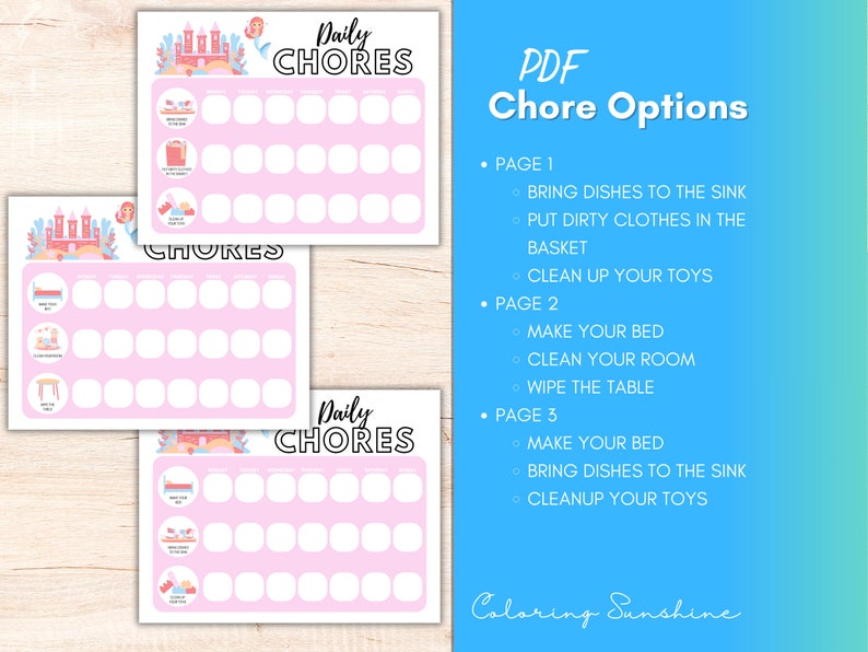 Chore Chart for Kids With Pictures | Printable Chore List for Toddlers ...