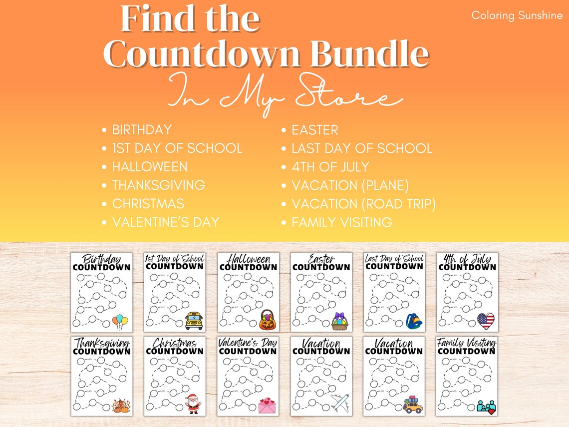 Vacation Countdown Calendar for Kids | Printable Calendar | Countdown ...