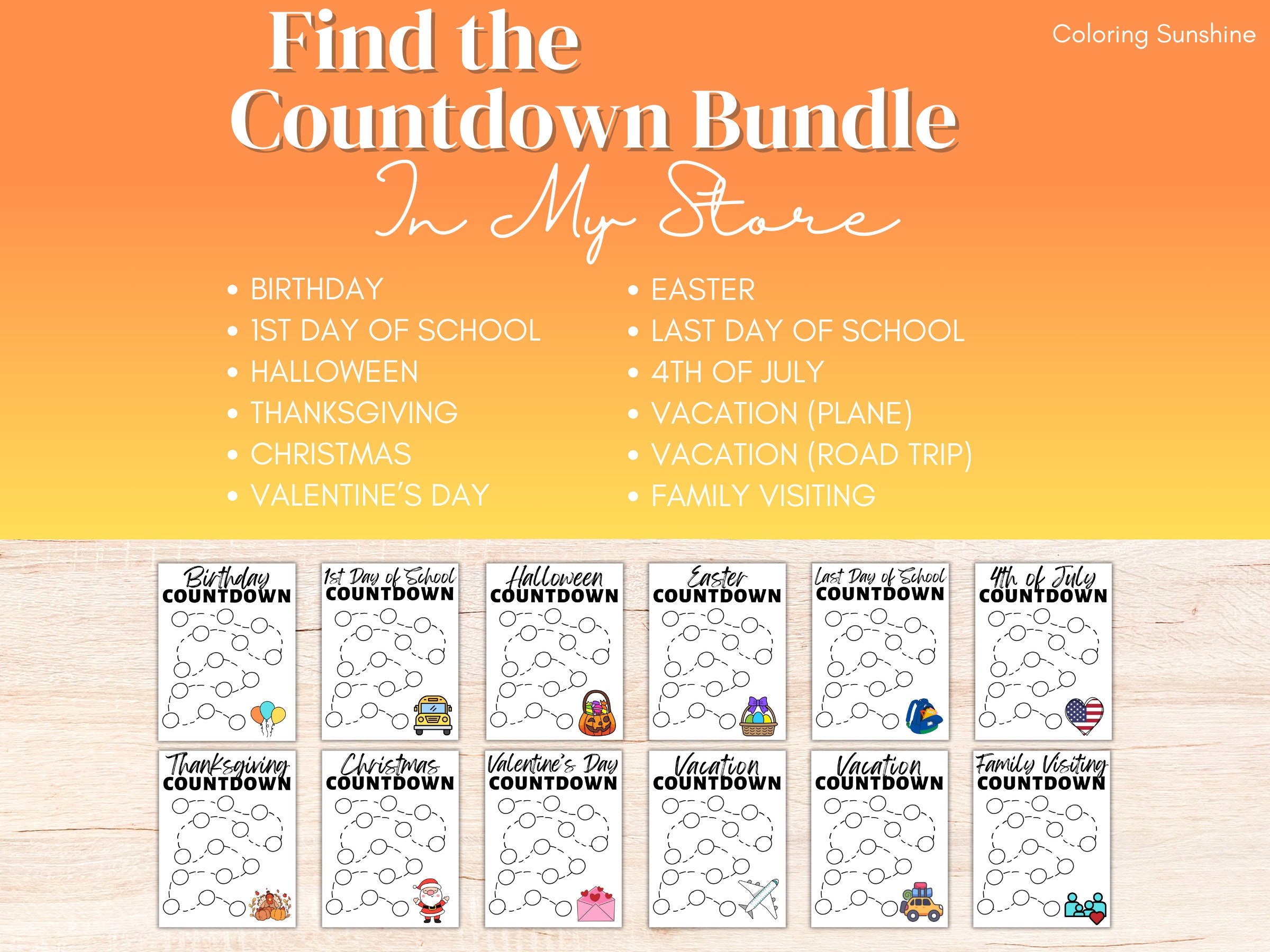 Vacation Countdown Calendar for Kids | Printable Calendar | Countdown ...