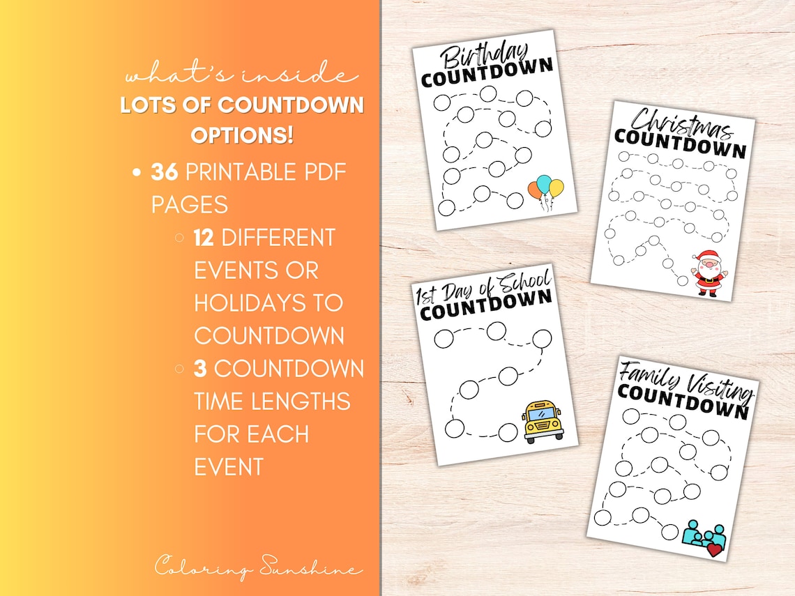 Countdown Calendars for Kids | Holidays and Events Countdown Bundle ...