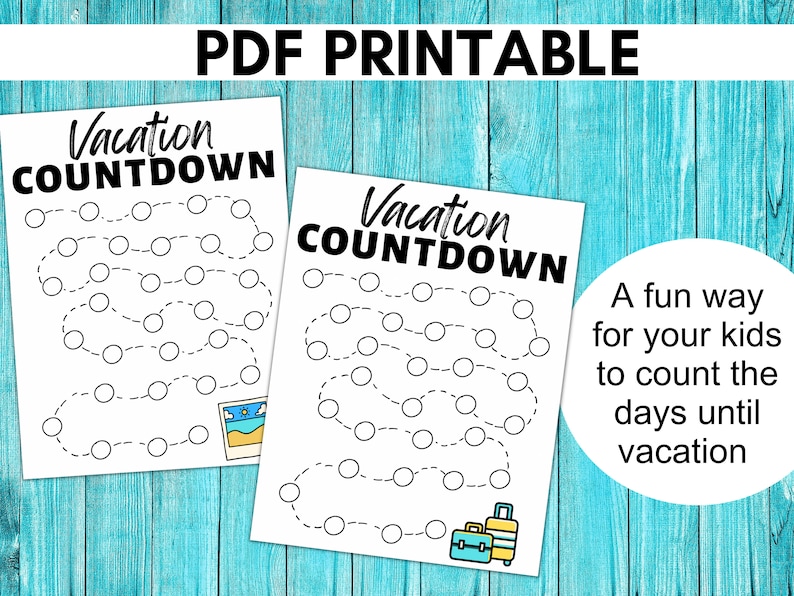 Vacation Countdown Calendar for Kids | Printable Calendar | Countdown ...