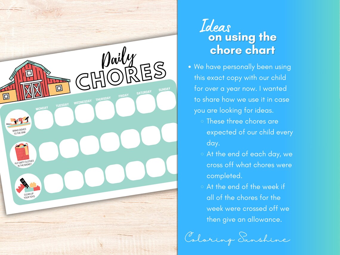 Farm Theme Chore Chart for Toddlers | Kids Responsibility Chart ...