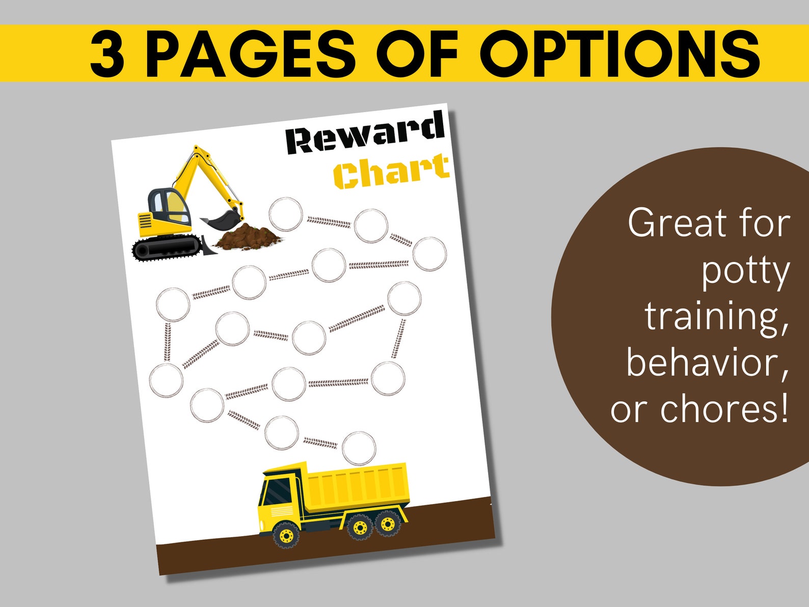 Construction Truck Reward Chart | Potty Training, Behavior (digital ...
