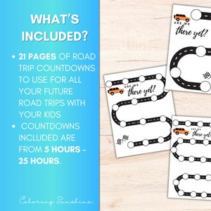 Road Trip Countdown Printable for Kids | 5-25 Hour Tracker (digital ...