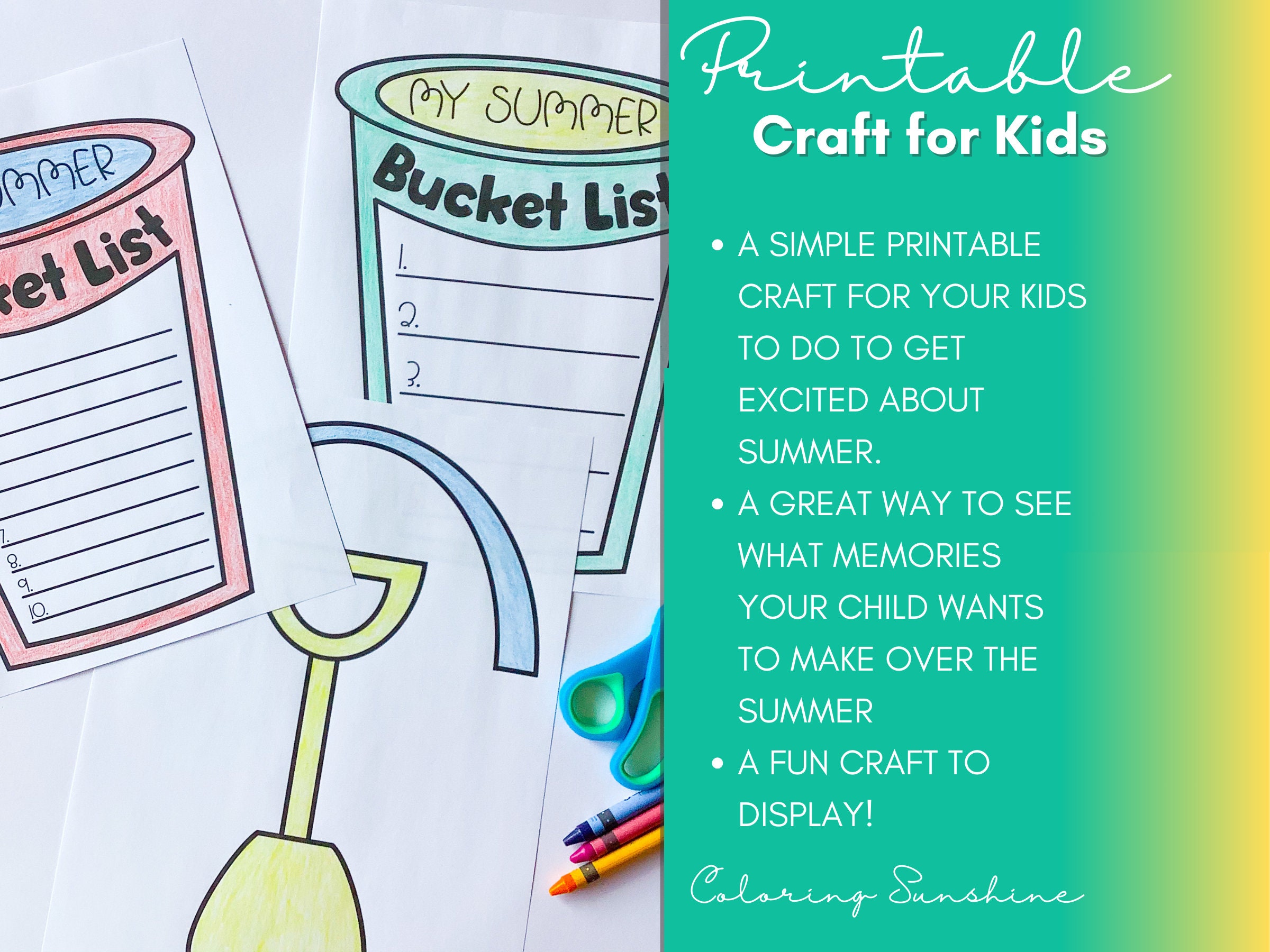 Summer Bucket List for Kids | Kids Crafts Printable | Summer Activities ...
