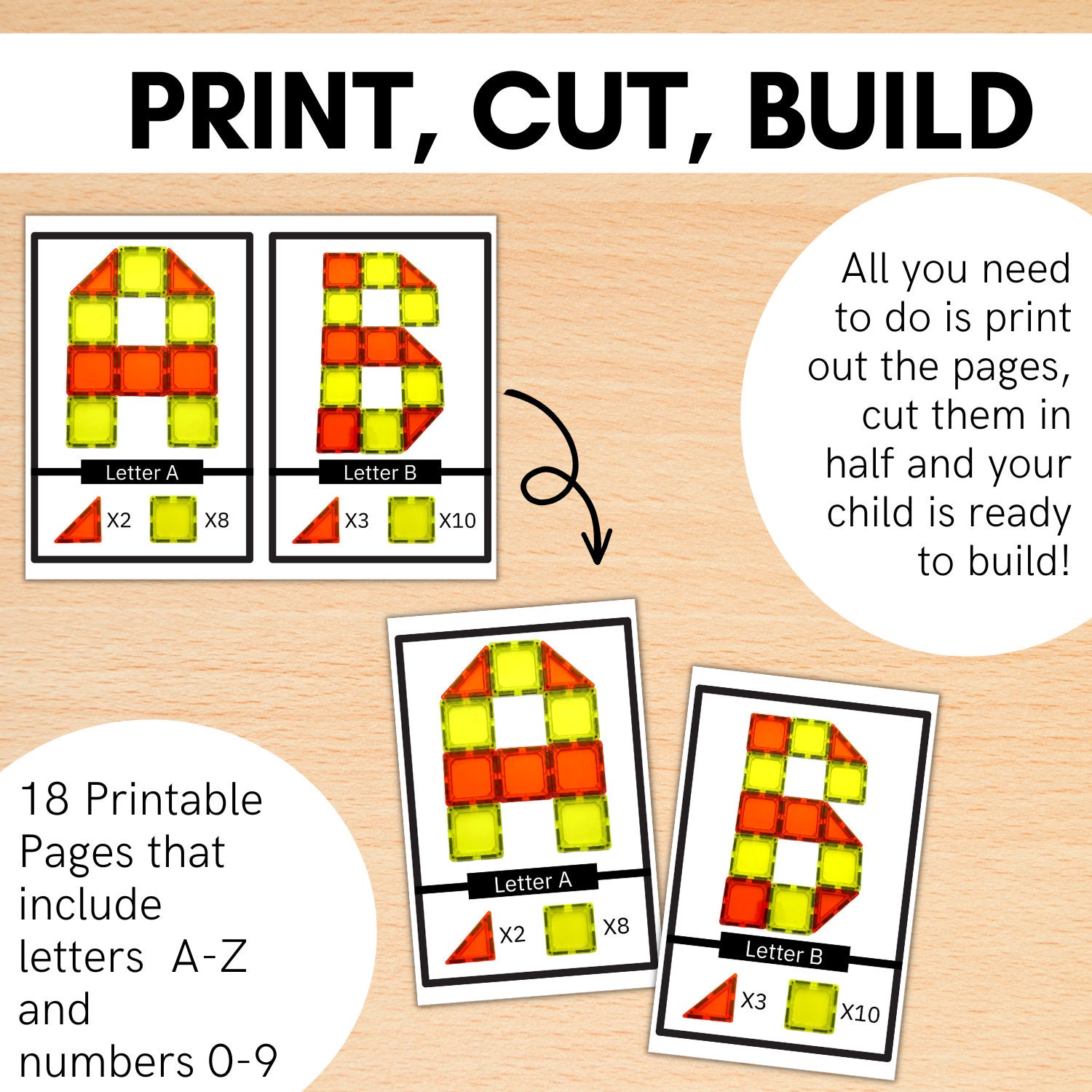 Printable Alphabet Activity | Magnet Tile Puzzle | Alphabet Flash Cards ...