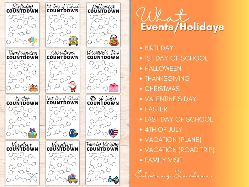 Countdown Calendars for Kids | Holidays and Events Countdown Bundle ...