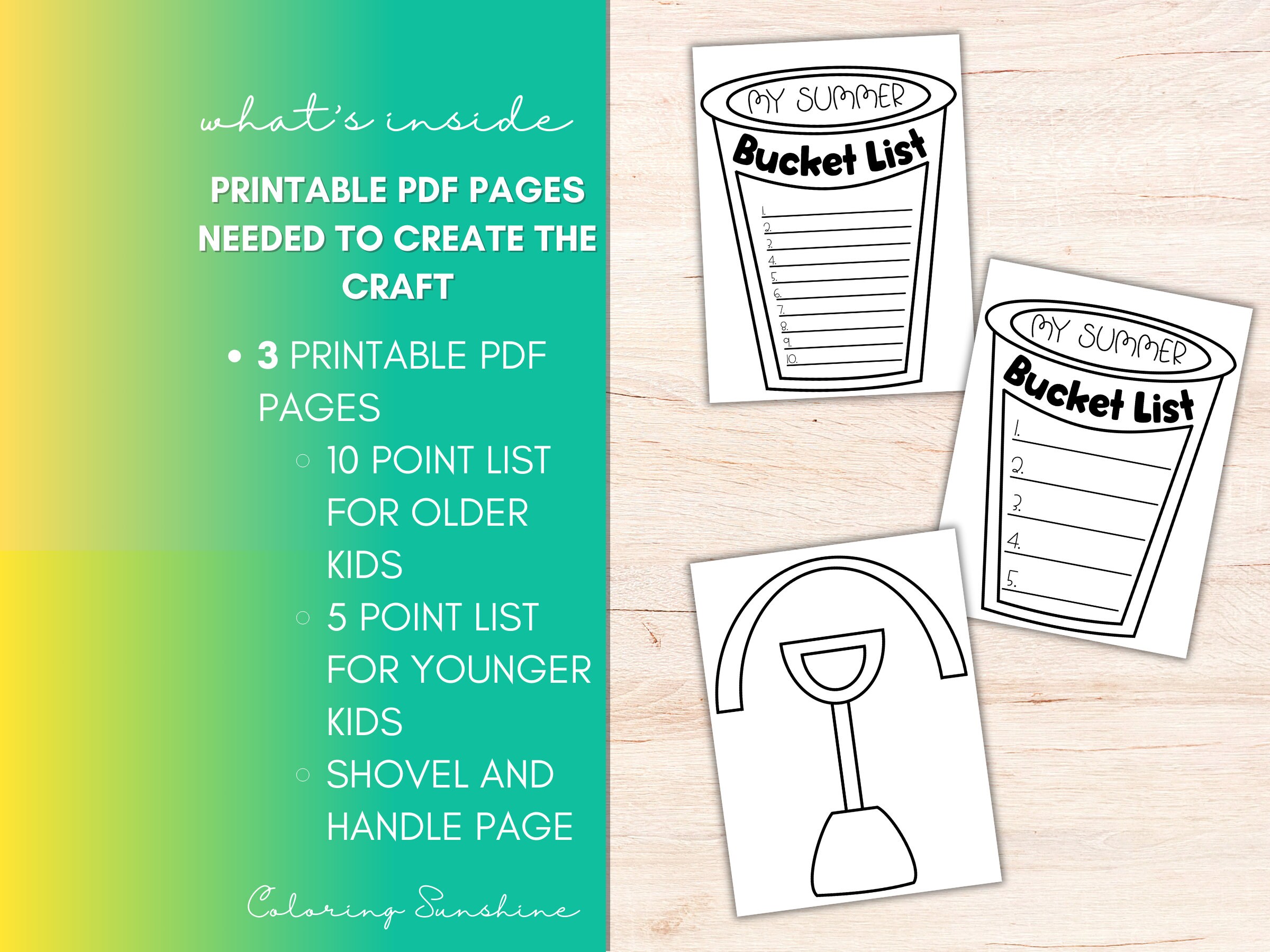 Summer Bucket List Craft for Kids | Printable Activities (PDF) - Etsy