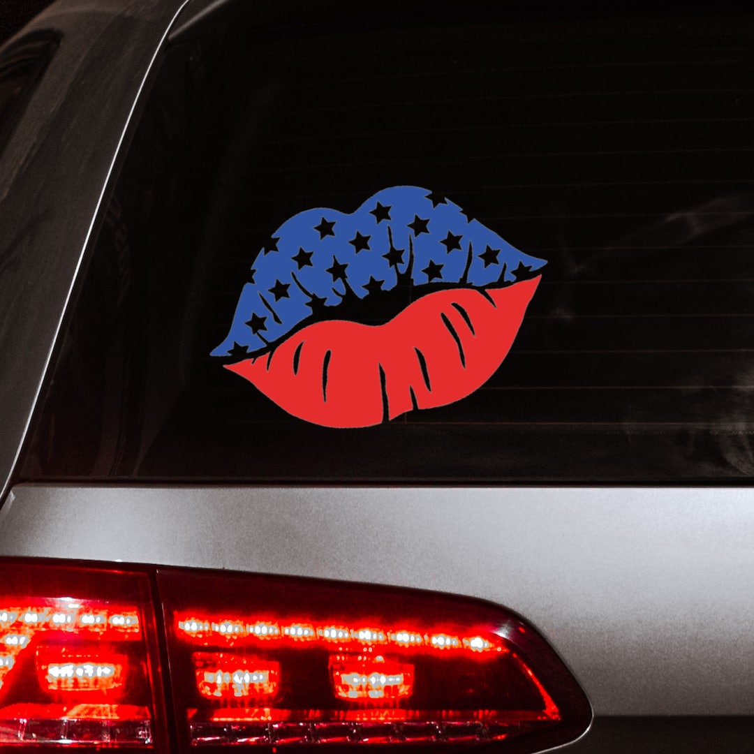 Car Decal, American Kiss Lips, Vinyl Decal, Window Decal, Bumper ...